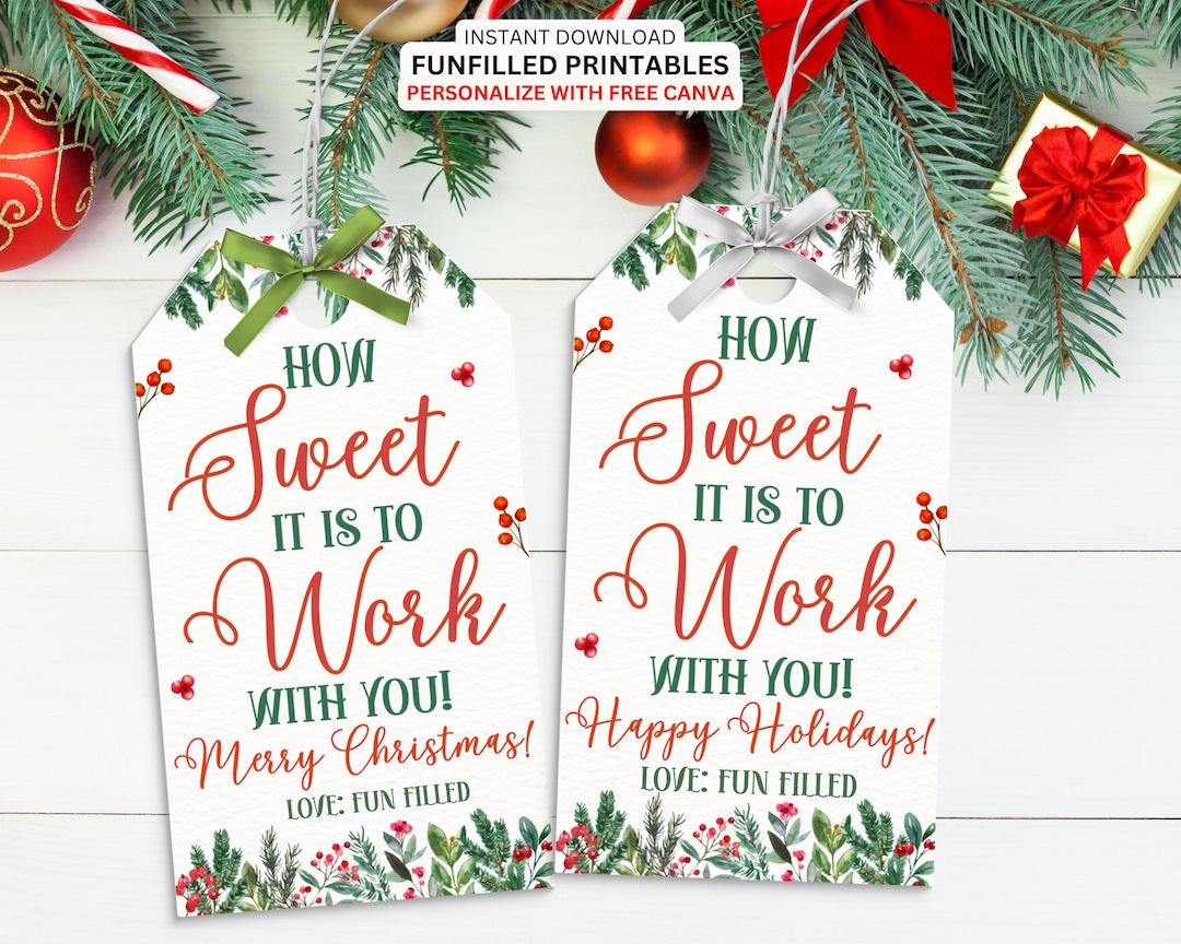 Christmas Coworker Gift Tag, Sweet to Work With You Coworker Holiday ...