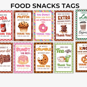Food Gift Appreciation Tags, Employee Teacher Staff Appreciation Gifts ...