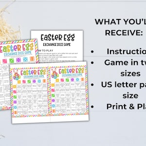 Easter Egg Exchange Dice Game, Printable Roll the Dice Easter Games ...