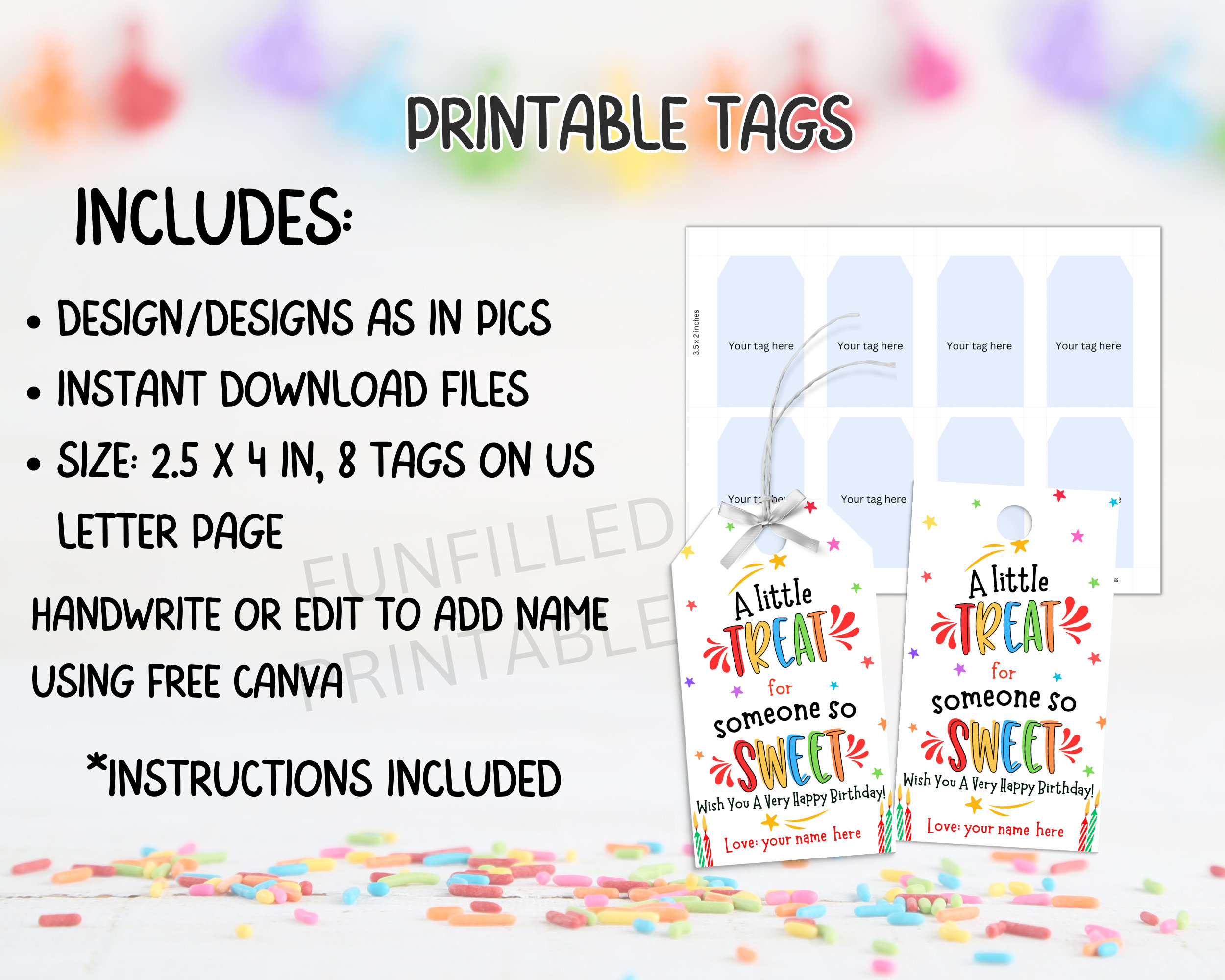 Printable Happy Birthday Gift Tag Template, Little Treat for Someone ...