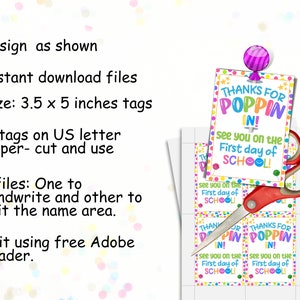 Back to School Lollipop Tag First Day of School Gift Thanks - Etsy