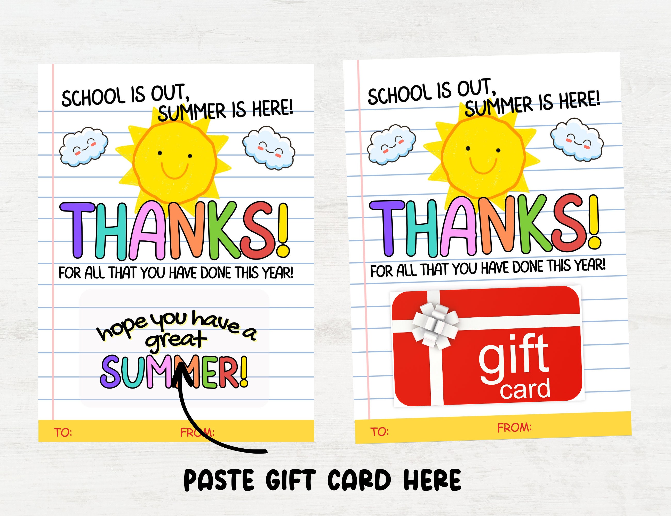 End of Year Teachers Gift Card Holder for Summer, End of School Teacher ...