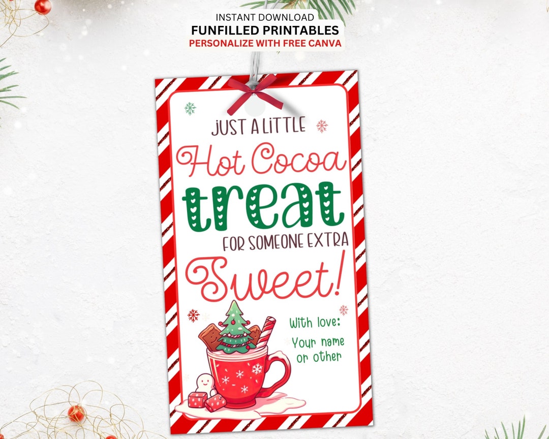 Hot Cocoa Christmas Gift Tags, Hot Chocolate Mix Christmas Treat Tag ...