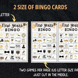 New Years Bingo, 20 New Years Eve Bingo Cards, New Years Eve Party Game ...