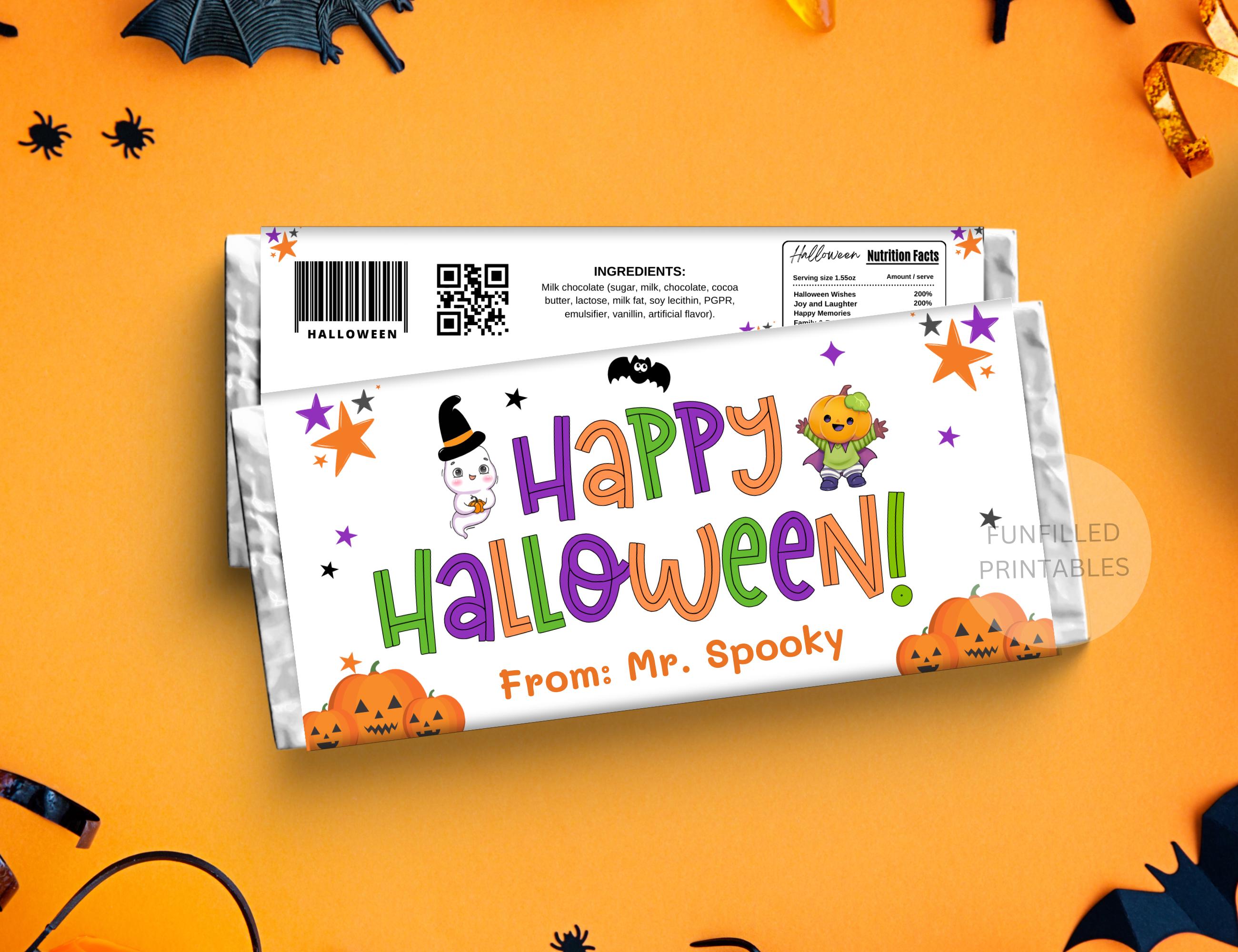 Halloween Chocolate Wrapper, Candy Bar Wrapper, Halloween Party Favors ...