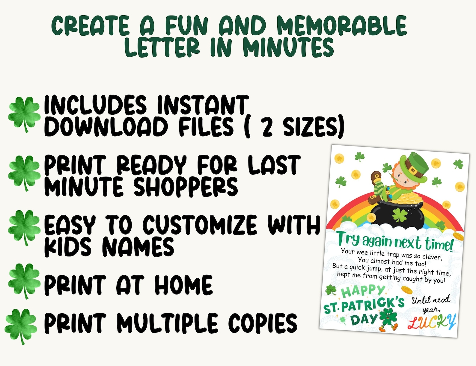 Printable Leprechaun Letter, Leprechaun Trap Note, St Patricks Day ...