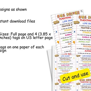 Bus Driver Survival Kit Gift Tag, School Bus Driver Thank You, Bus ...