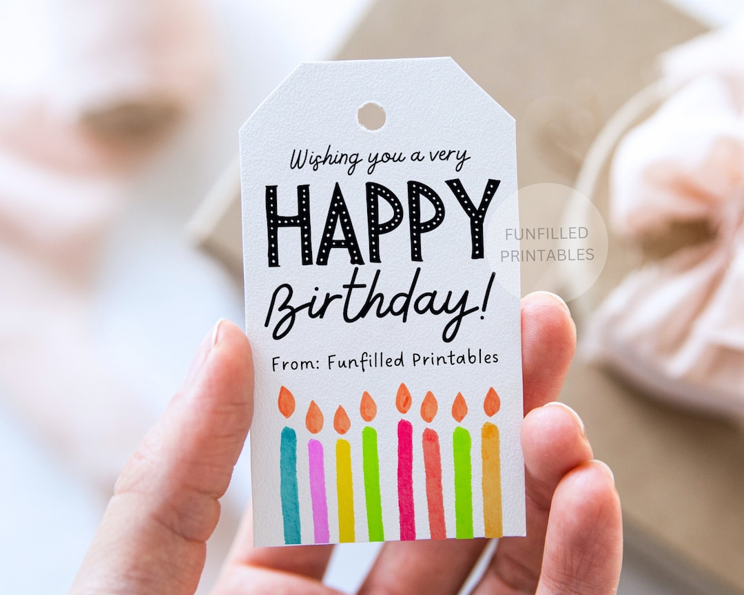 Birthday Tag Printable Happy Birthday Gift Tag Template, Watercolor ...