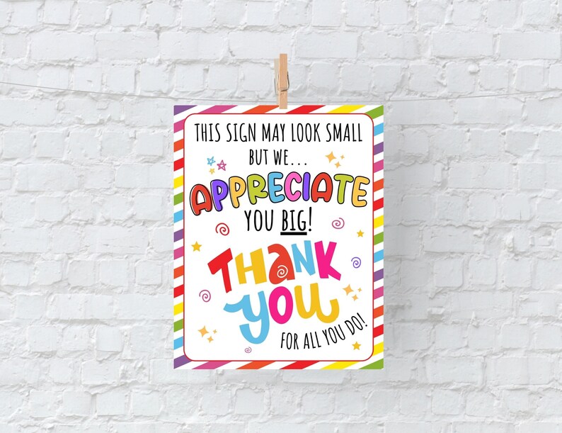 Appreciation Day Sign, Thank You Sign Printable, Employees Appreciation ...
