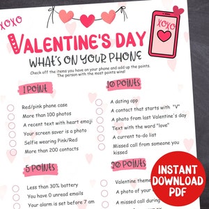 Valentine's Day What's on Your Phone Game, Phone Scavenger Hunt, Adult ...