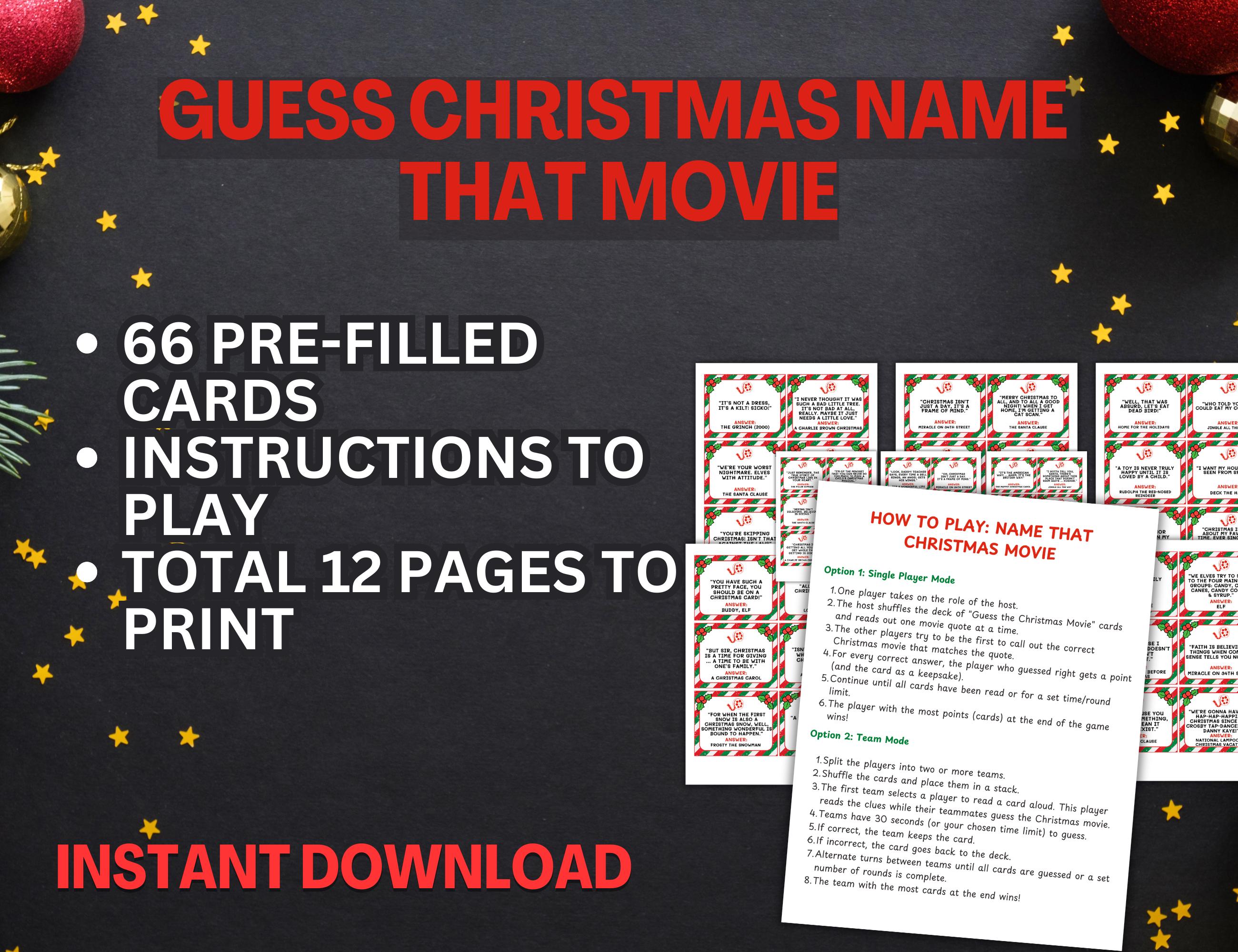 Christmas Movie Game, Christmas Movie Quote Trivia Game, Guess the ...