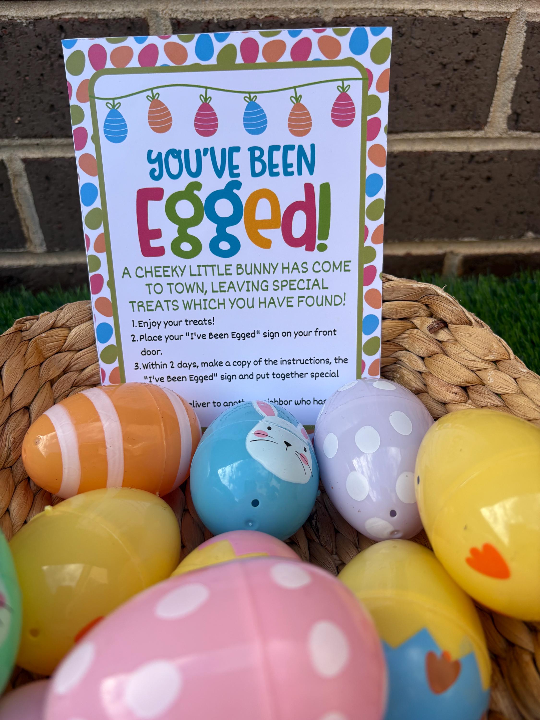 You've Been Egged Sign Printable Easter Neighbors Game Basket Surprise ...