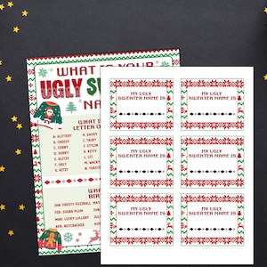 What's Your Ugly Sweater Name Game, Christmas Party Game, Ugly Sweater ...