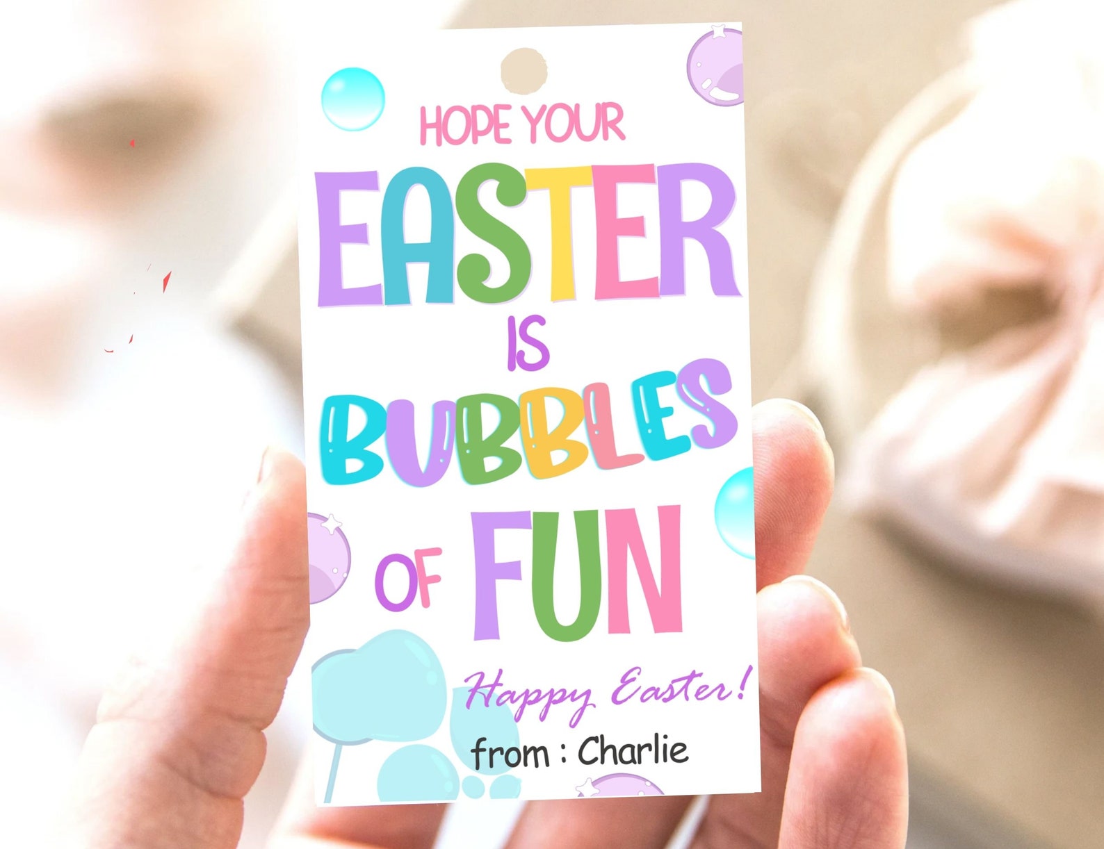 Easter Bubbles Tag, Printable Easter Gift Tags, Bubbles of Fun Kids ...