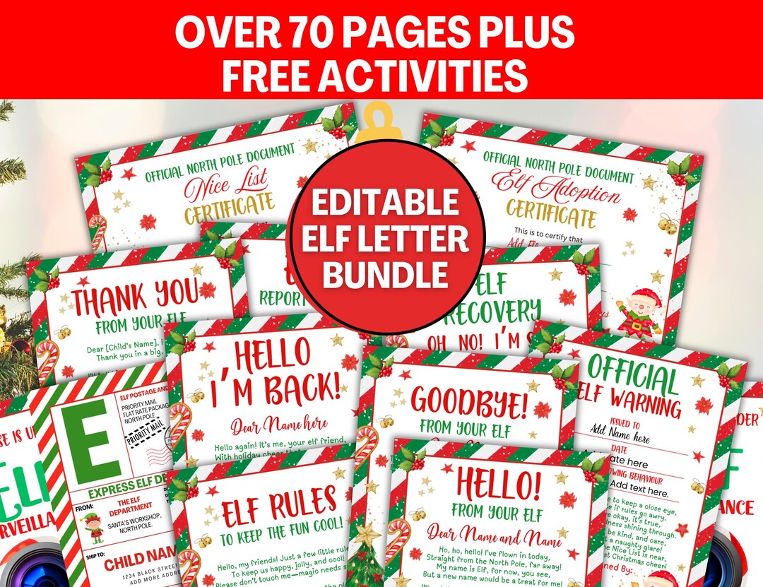 Elf Arrival Letter Editable Elf Letter Bundle, Printable Elf Letter Set ...