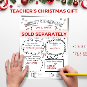 Teacher Christmas Gifts, Printable Teacher Christmas Card, Teacher ...