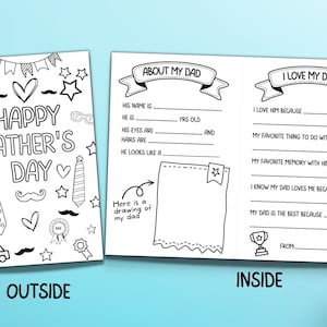 Printable Coloring Happy Father's Day Card, All About Dad Fill in the ...
