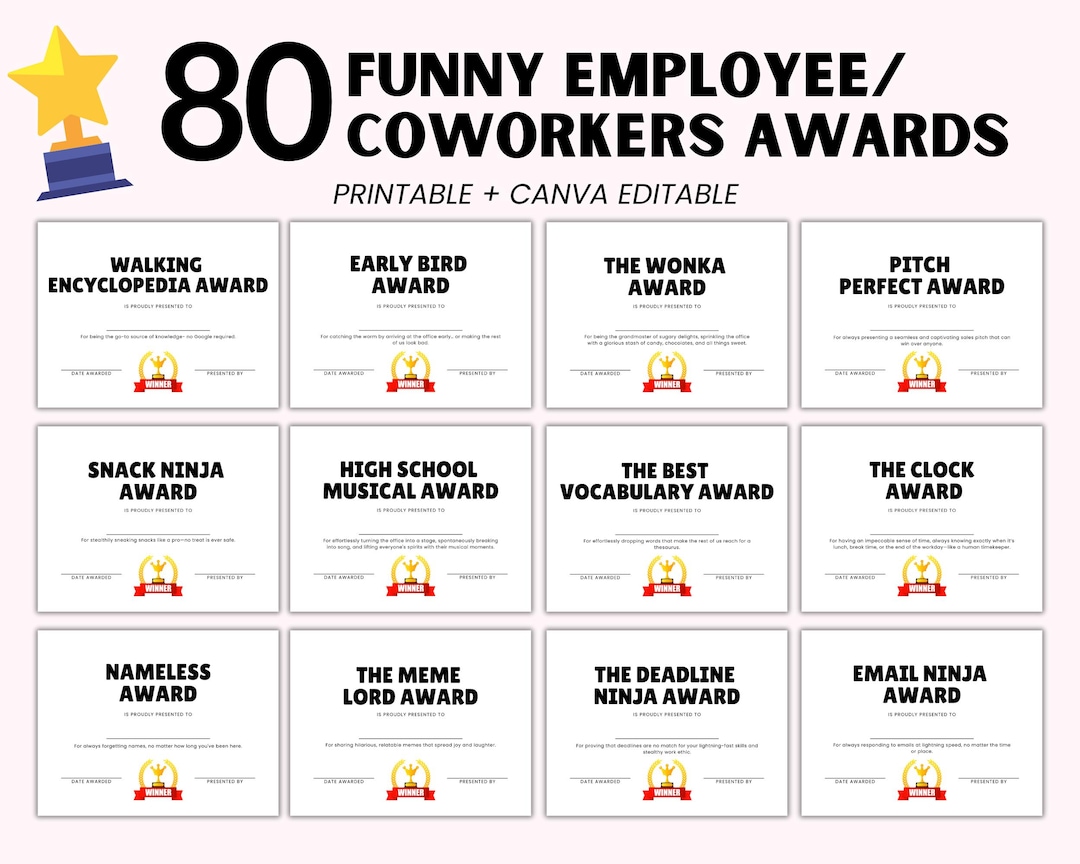 Funny Employee Awards Printable, Staff Employee Appreciation Award ...