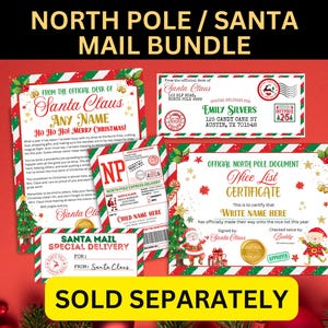 Santa Gift Tags Printable, North Pole Delivery Tags, Official Santa Gif ...
