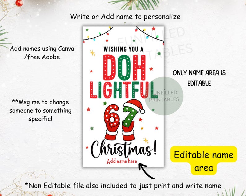 6 7 Christmas Playdough Tag, Doh-lightful Christmas Playdoh Tag, Six ...