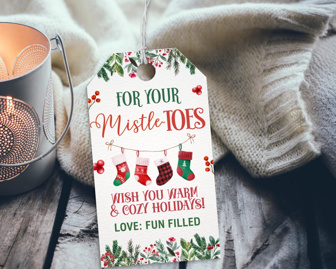For Your Mistletoes Christmas Gift Tag, Printable Christmas Sock Gift ...
