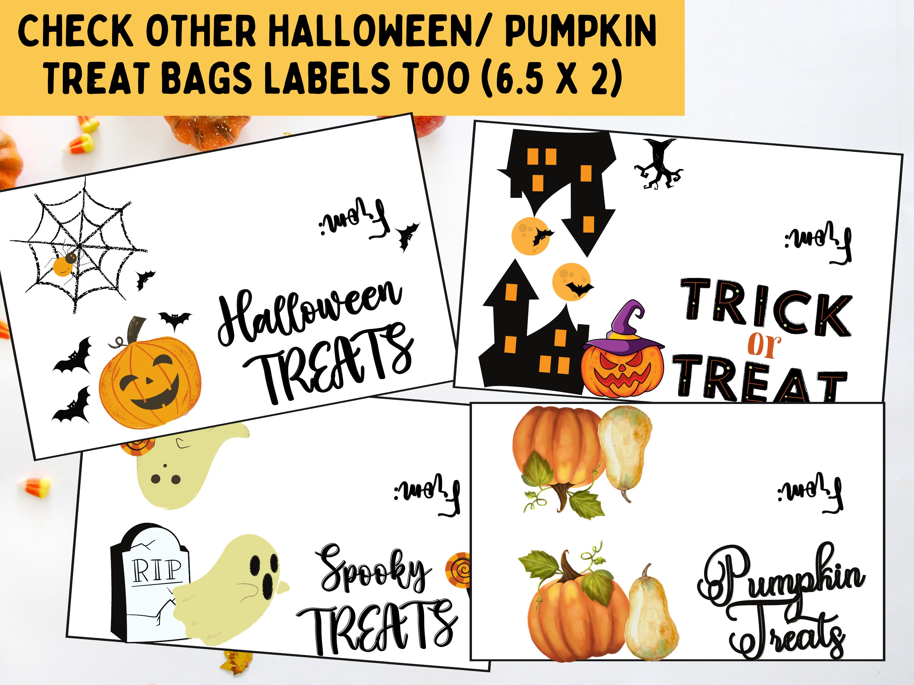 Halloween Treats Bag Topper, Printable Halloween Goodie Bag Topper ...