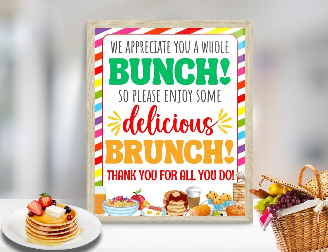 Breakfast Appreciation Sign Brunch, Teacher Staff Appreciation Thanks a ...
