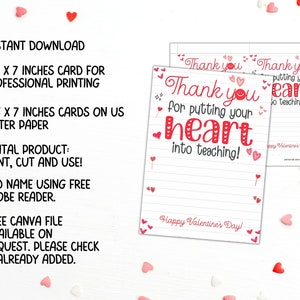 Teacher Valentine Gift Card Holder, Printable Valentines Teacher Gift ...