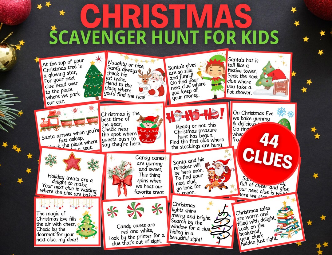 Christmas Scavenger Hunt for Kids, Christmas Treasure Hunt, Christmas ...