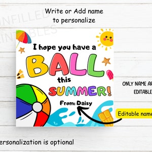 Beach Ball Gift Tag, End of School Year Gift for Students, Last Day of ...