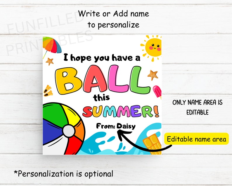 Beach Ball Gift Tag, End of School Year Gift for Students, Last Day of ...