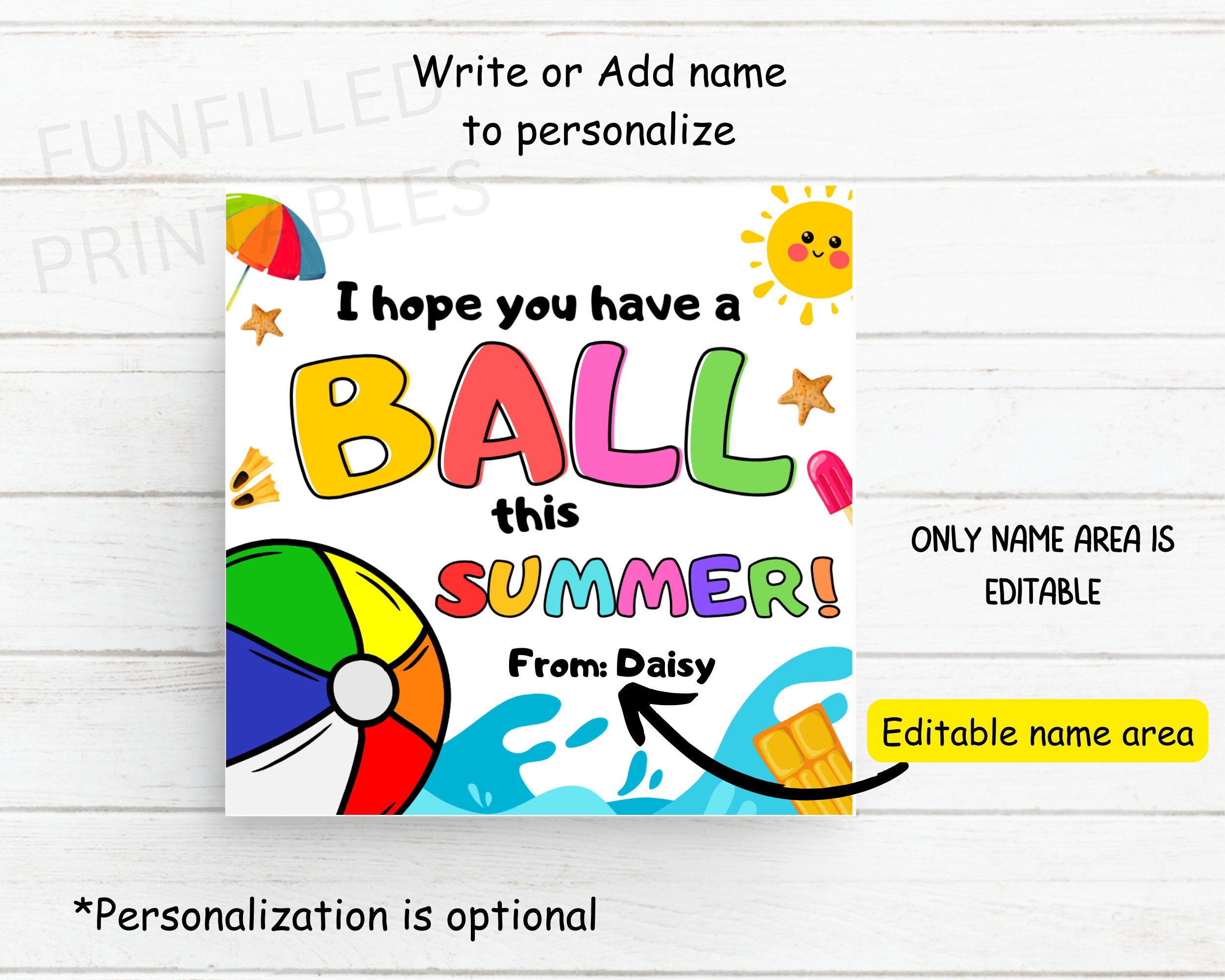 Beach Ball Gift Tag, End of School Year Gift for Students, Last Day of ...