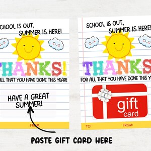 Summer Teacher Gift Card Holder, End of Year Teacher Gift, Teacher ...