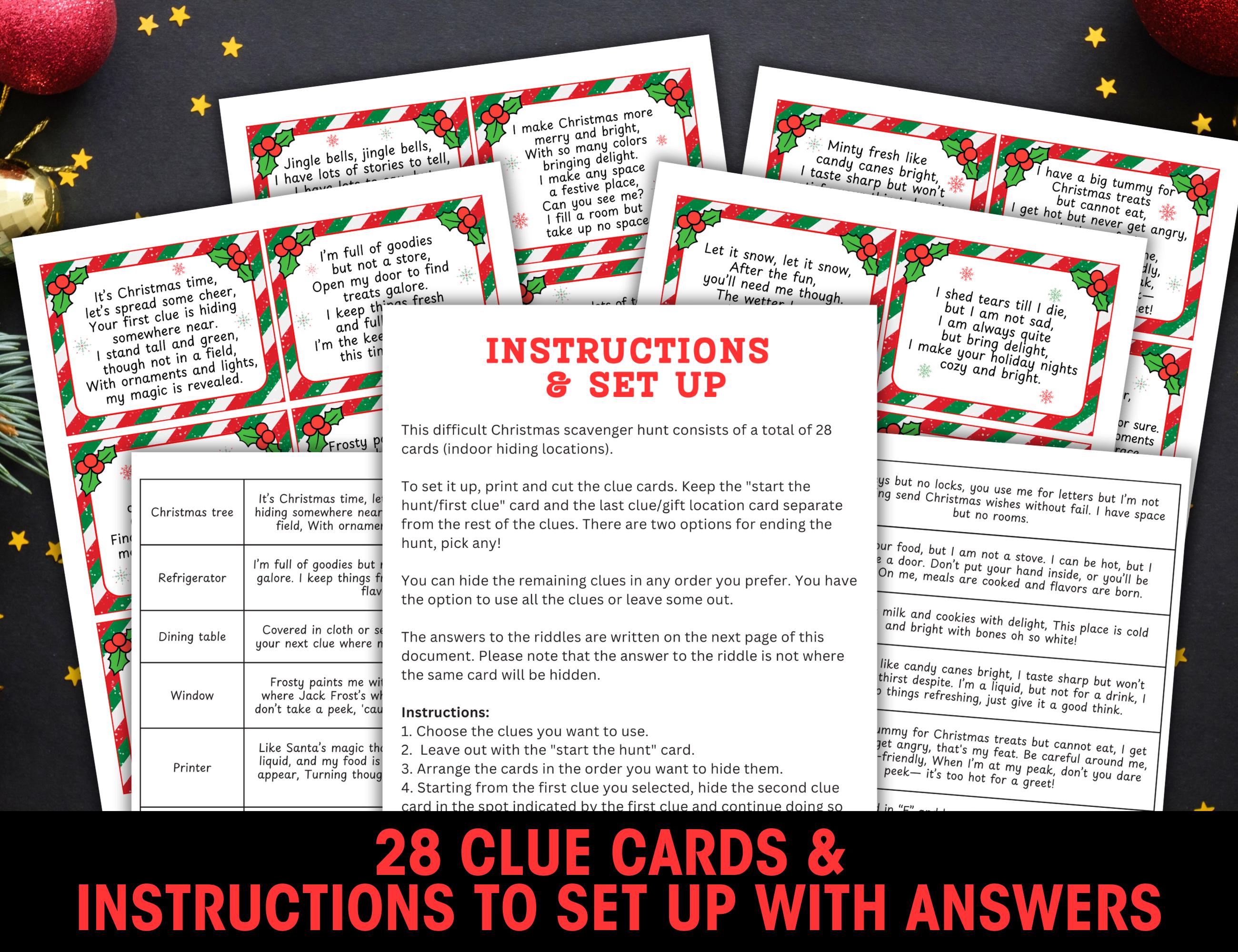 Christmas Scavenger Hunt for Teens Adults, Difficult Xmas Scavenger ...