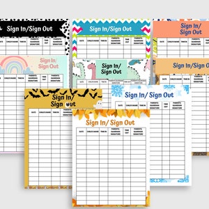Sign in Sheets for Daycare, Sign in Sign Out Forms, Home Daycare ...