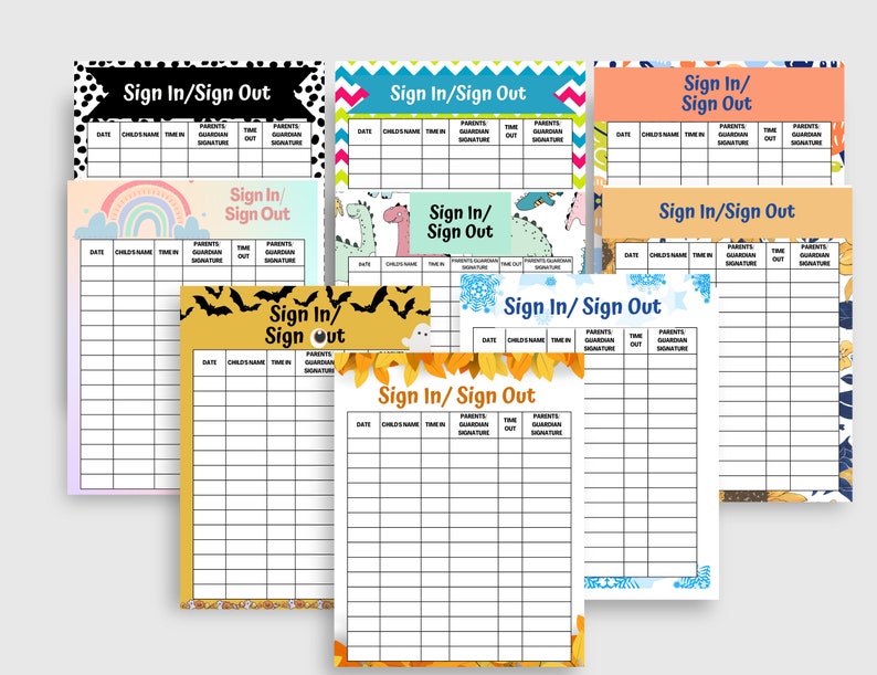 Sign in Sheets for Daycare, Sign in Sign Out Forms, Home Daycare ...