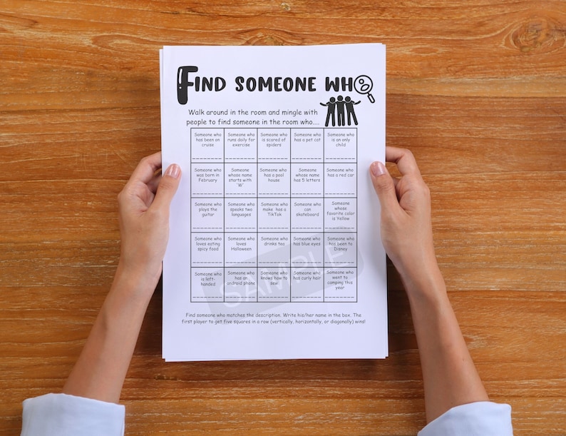 Find Someone Who Game Icebreaker Bingo Game Reunion Game - Etsy
