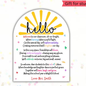 First Day of School Student Gift, Printable Back to School Welcome Card ...