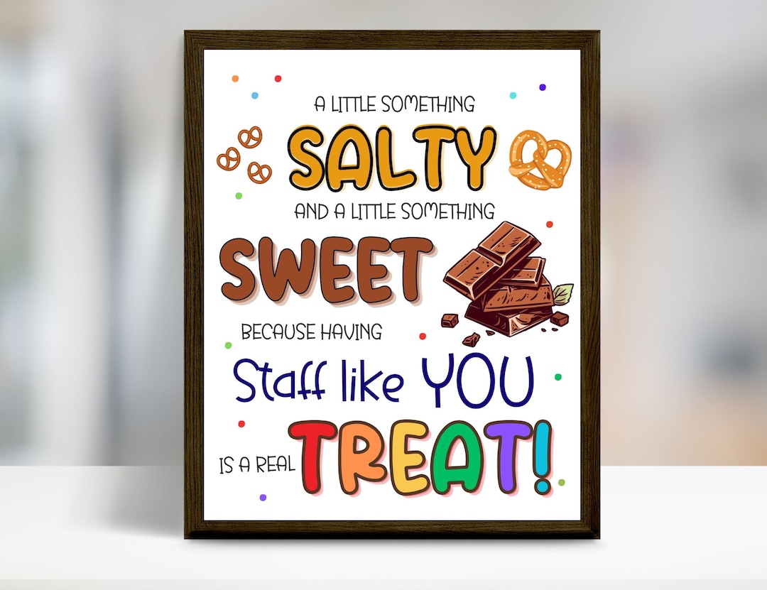 Staff Appreciation Sign, Chocolate Pretzel Thank You Sign, Employee ...