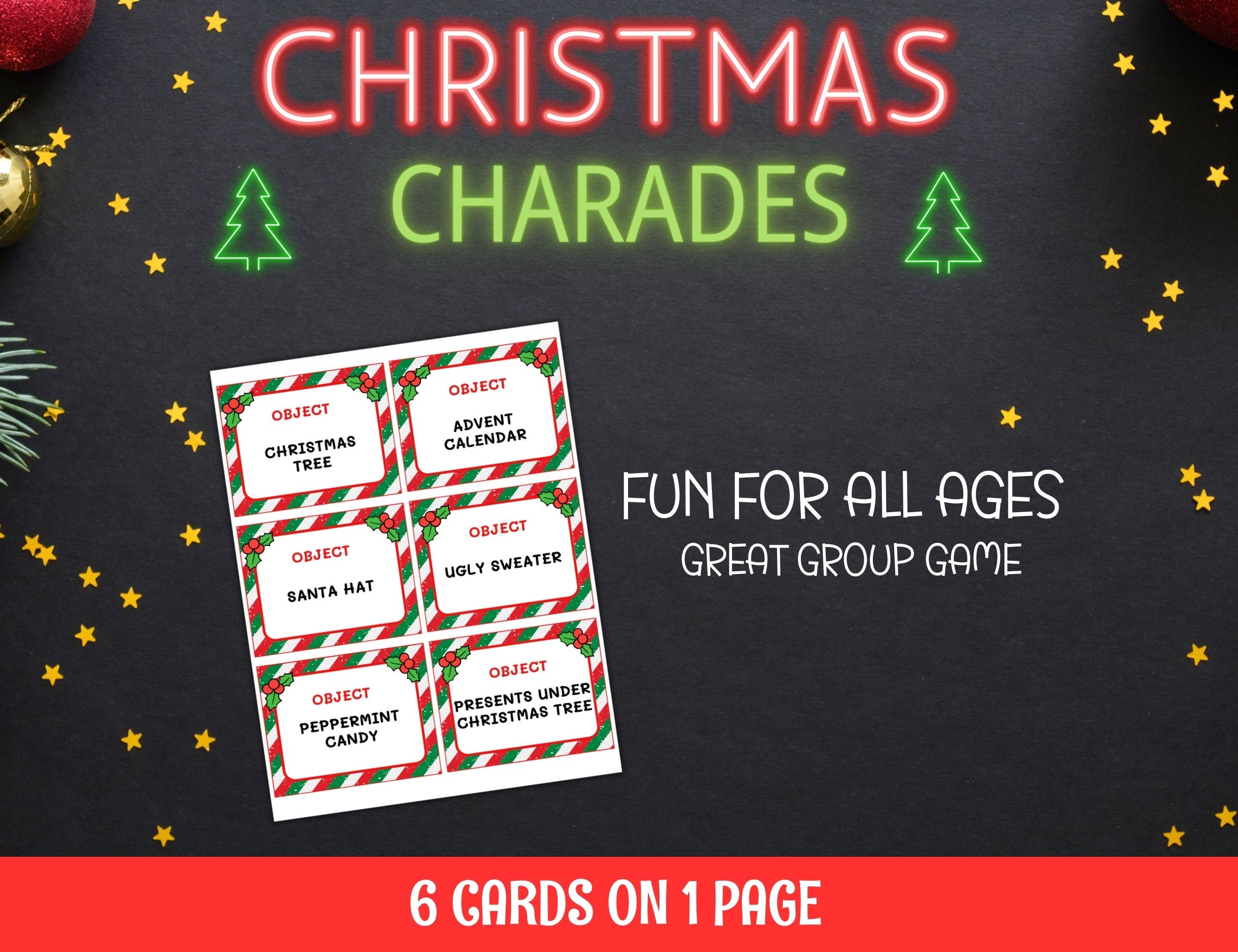 Christmas Charades Printable Christmas Games Family Christmas Party ...