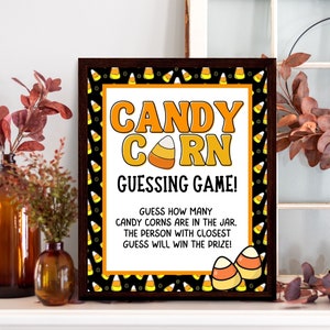 Candy Corn Guessing Game Sign, Guess How Many Candy Corn in A Jar ...