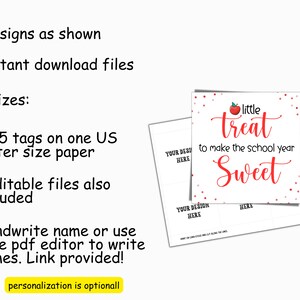 First Day of School Treat Tag, Back to School Tags, Welcome Back to ...