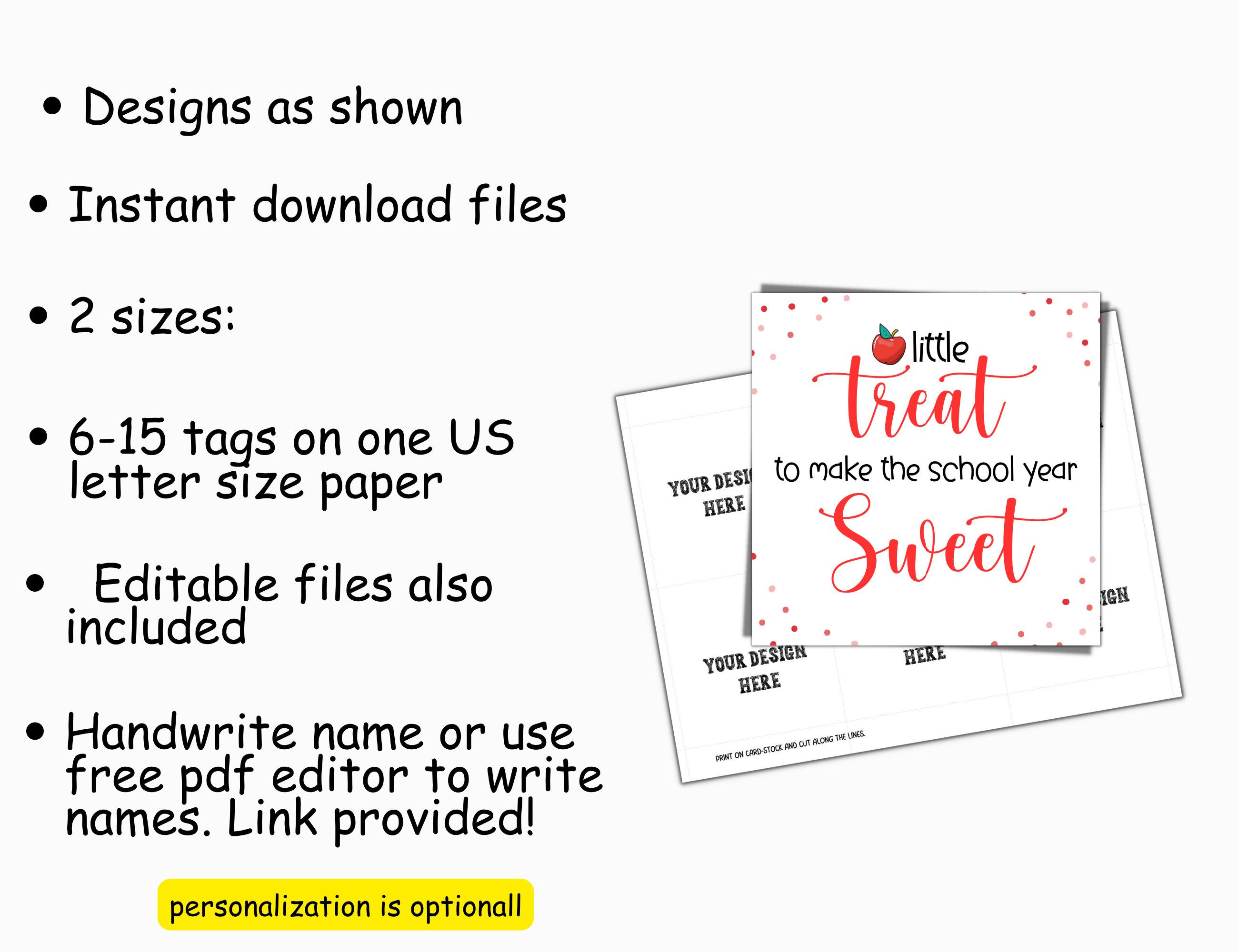First Day of School Treat Tag, Back to School Tags, Welcome Back to ...