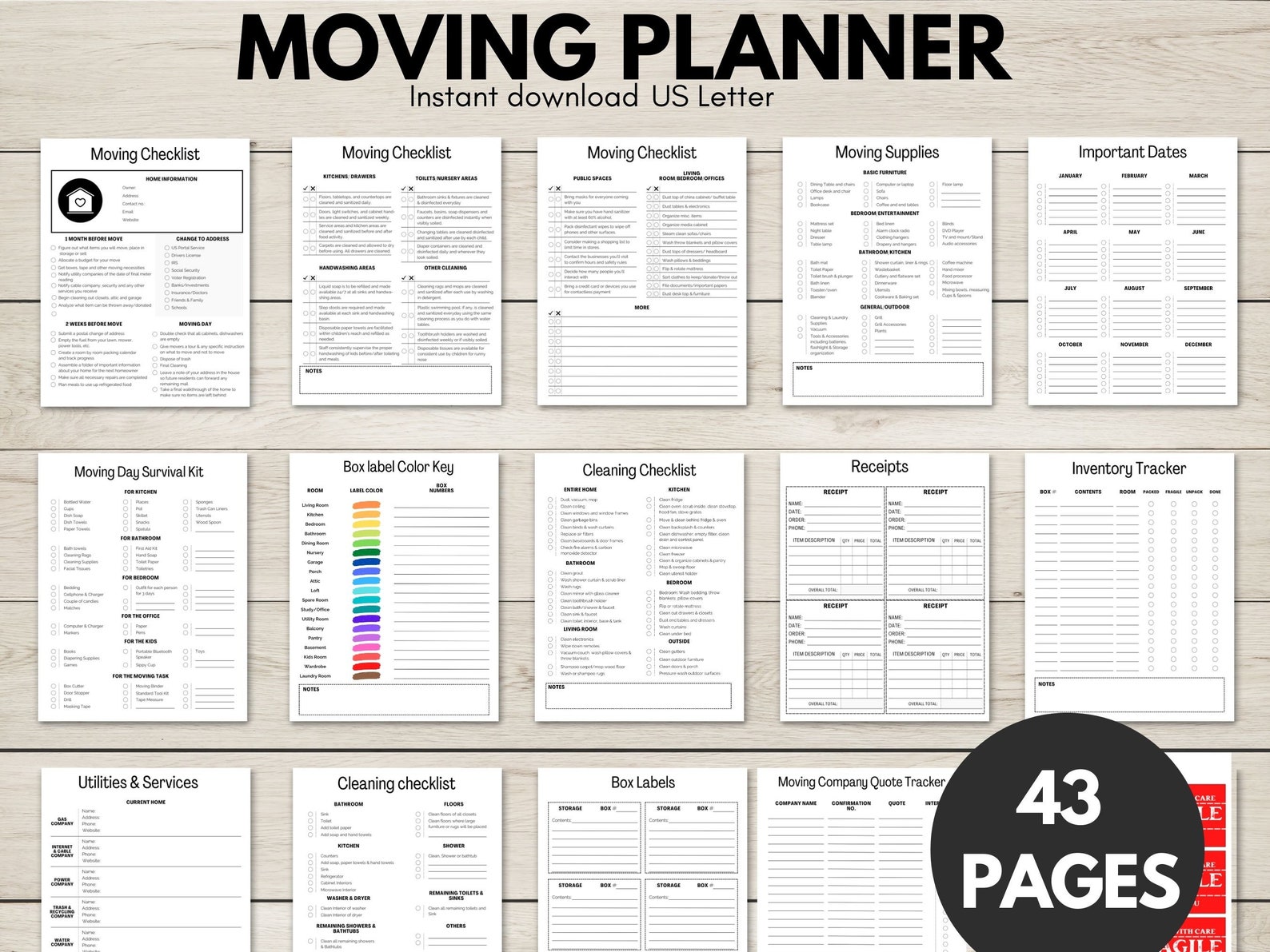 Moving Checklist Printable, Moving Planner, Relocation Planner, Moving ...