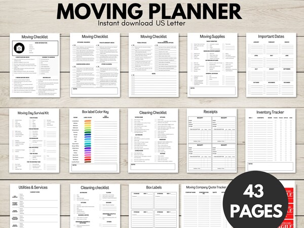 Editable Moving Planner Moving Checklist Printable Moving Binder ...