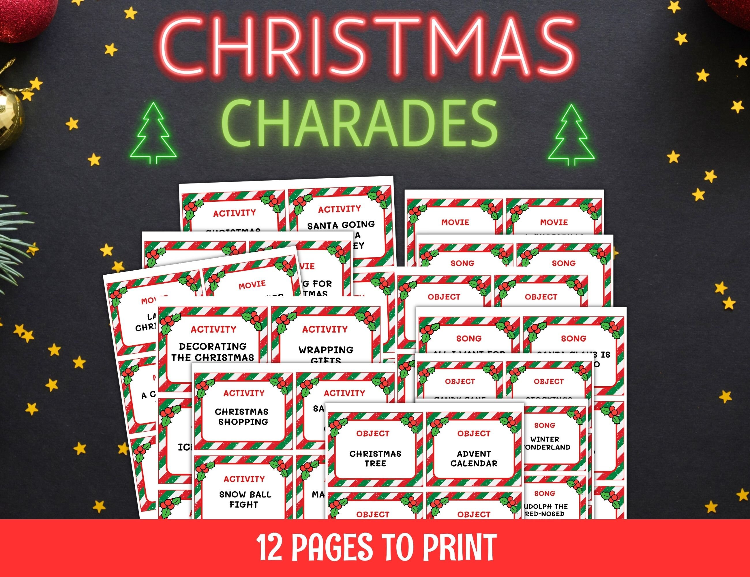 Christmas Charades Printable Christmas Games Family Christmas Party ...
