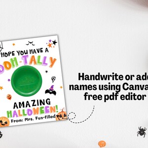 Halloween Playdough Printable Holder, Playdough Favors Tag, Non Candy ...