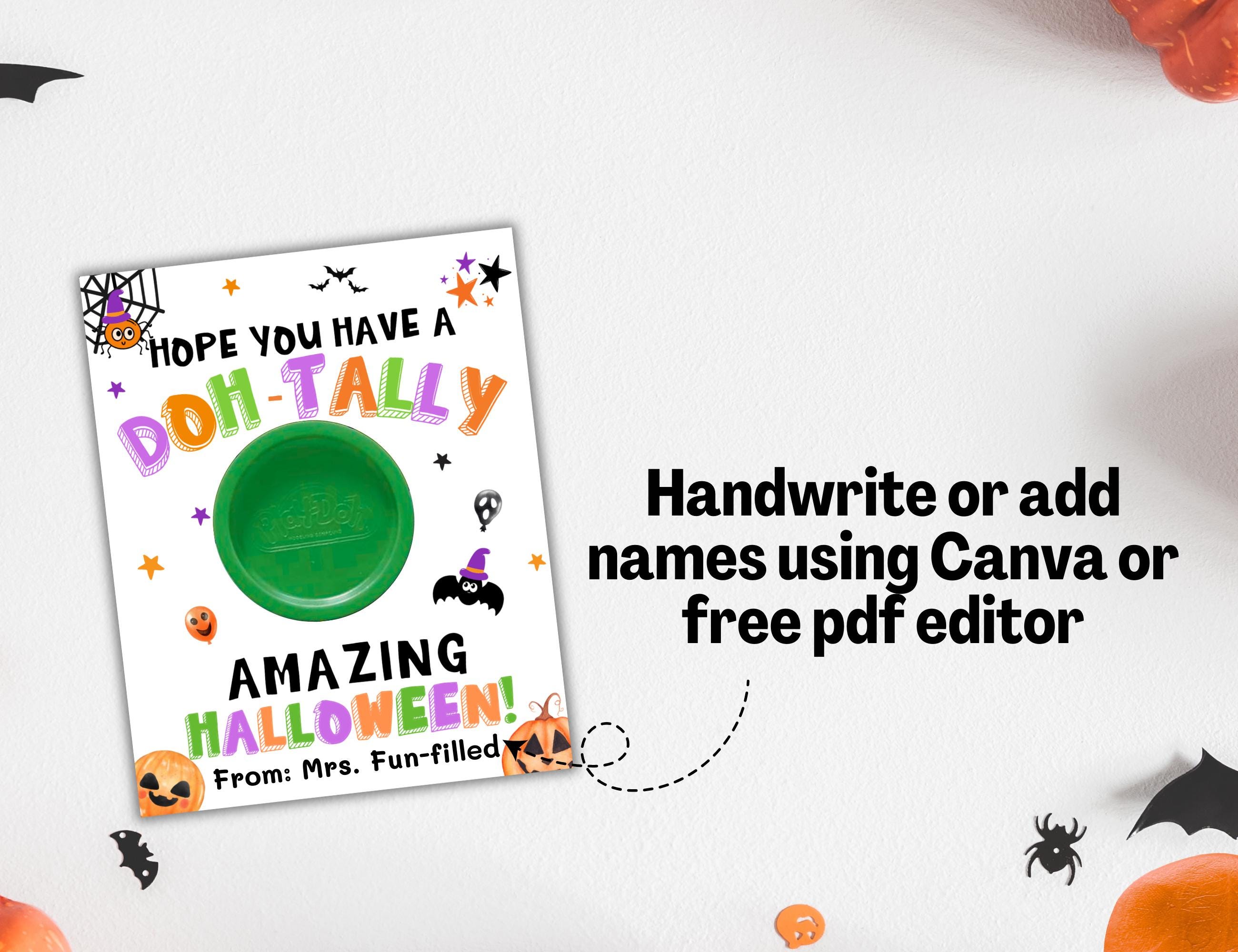 Halloween Playdough Printable Holder, Playdough Favors Tag, Non Candy ...