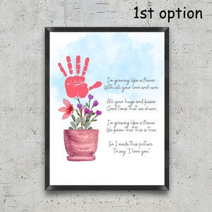 Printable Mothers Day Handprint Art, I'm Growing Like A Flower Mom ...