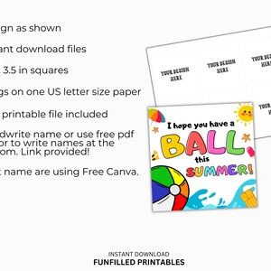 Beach Ball Gift Tag, End of School Year Gift for Students, Last Day of ...